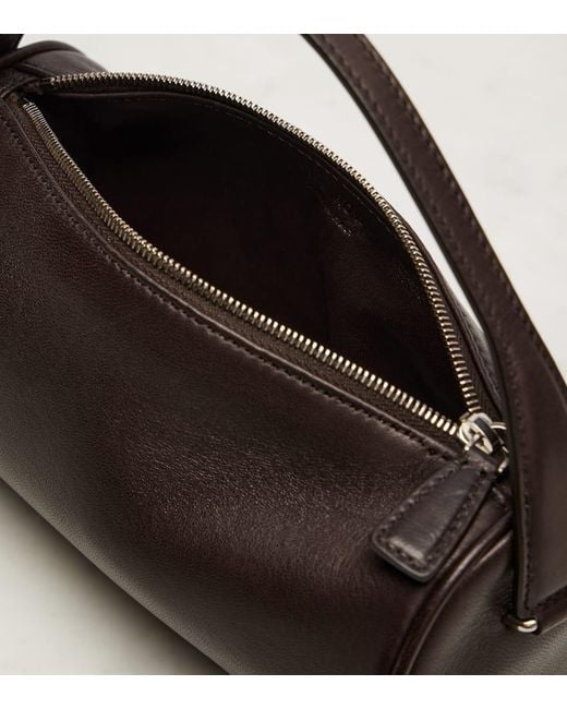 The Row Round '90S Leather Tote Bag in Black | Lyst