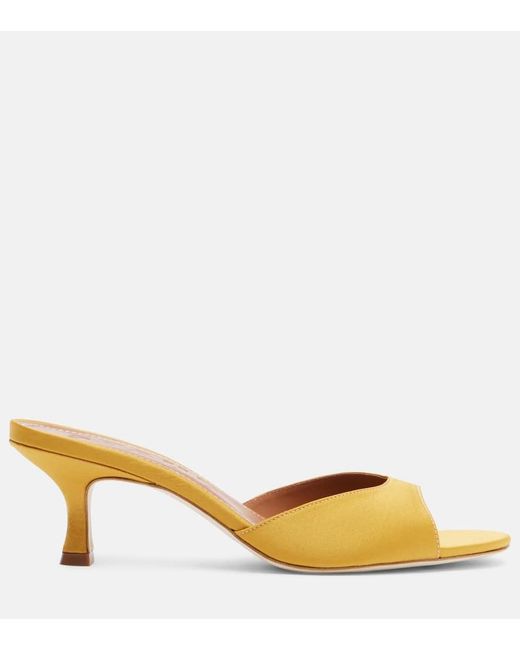 STAUD Brigitte Leather-Trimmed Mules in Metallic | Lyst