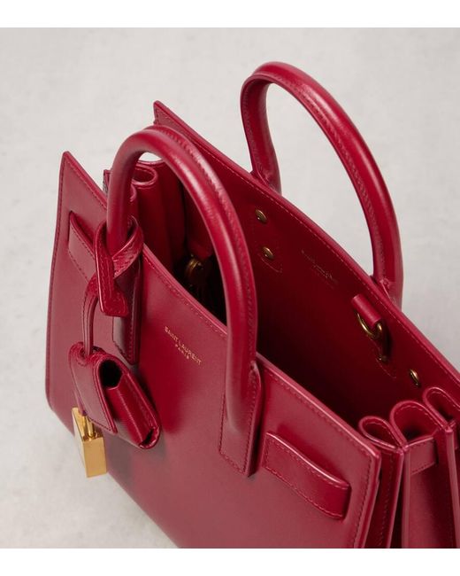 Saint Laurent Sac De Jour Nano Leather Tote Bag in Red | Lyst UK