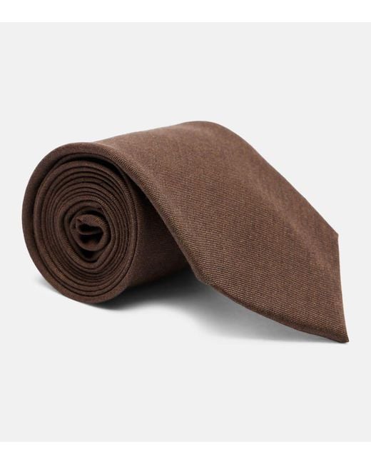 Loro Piana Virgin Wool Tie in Brown | Lyst