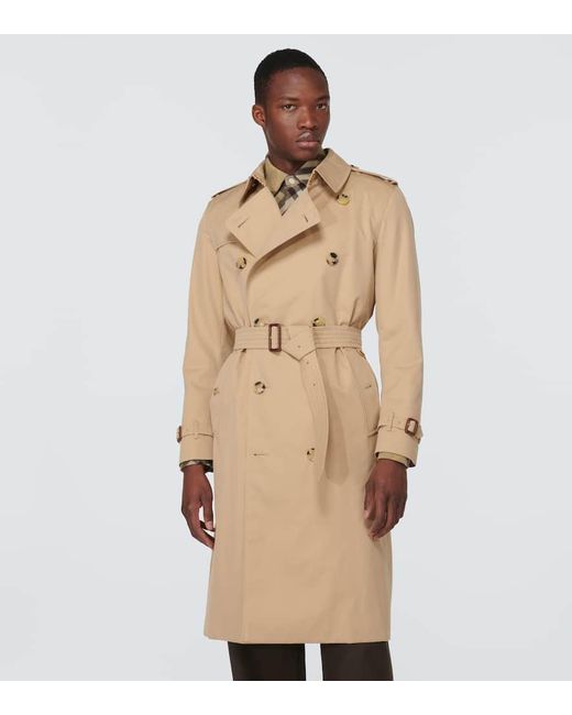 Burberry Cotton Gabardine Trench Coat in Natural for Men | Lyst