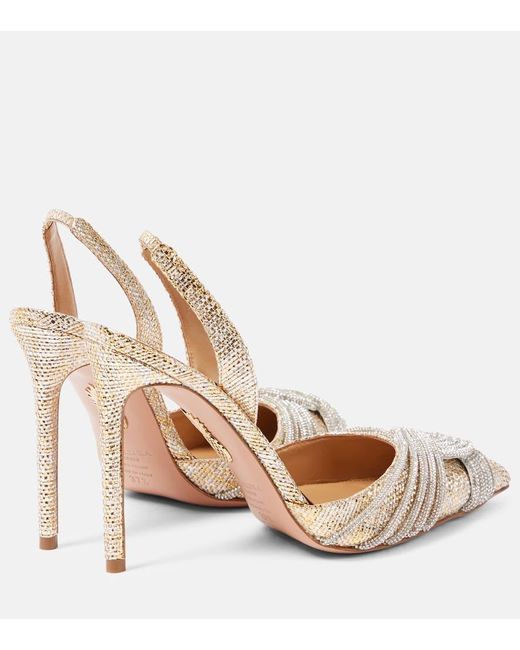 Aquazzura Gatsby Sling 105 Embellished Slingback Pumps in Metallic | Lyst