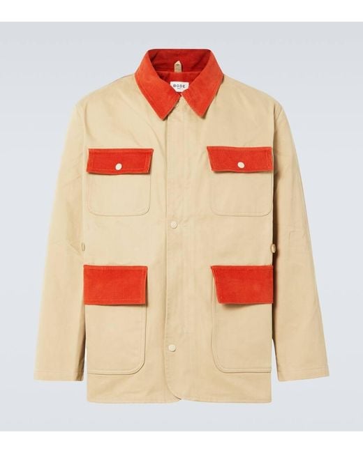 Bode Cotton Twill And Corduroy Jacket in Orange for Men | Lyst