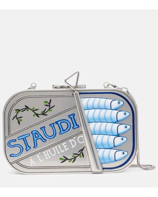 STAUD Ines Tin Metal Clutch in Blue | Lyst