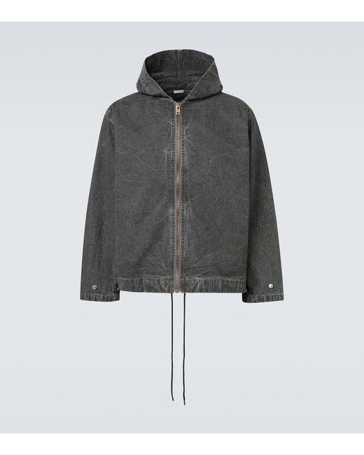 A.PRESSE Hooded Cotton Denim Jacket in Black for Men | Lyst UK