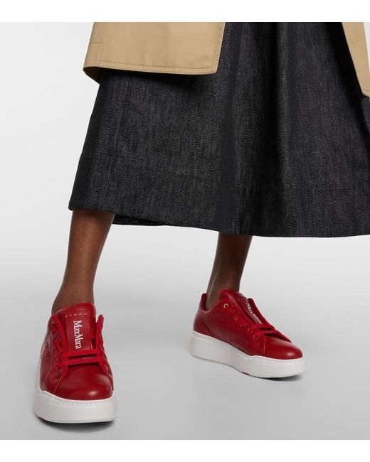 Max Mara Maxi Leather Sneakers in Red | Lyst