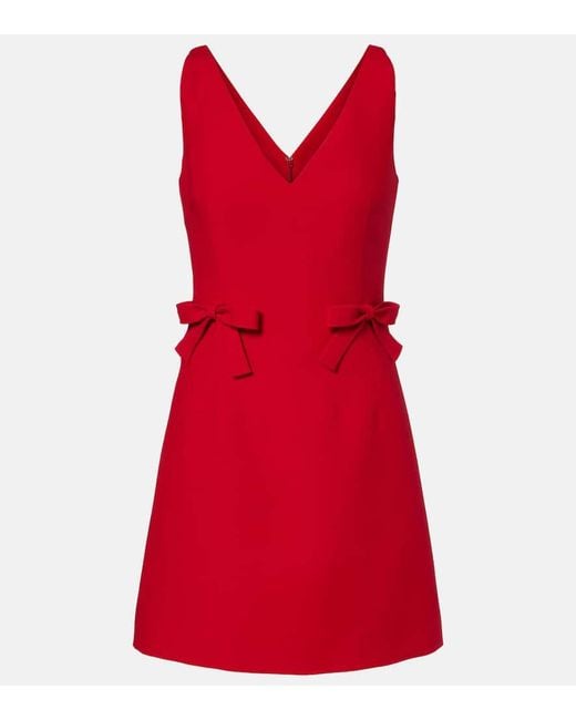 Valentino Crepe Couture Bow-Detail Minidress in Red | Lyst UK