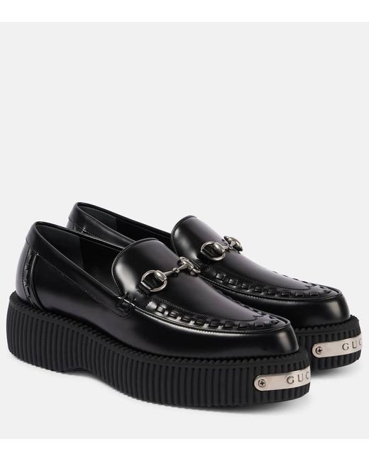 Gucci Horsebit Leather Loafers in Black | Lyst