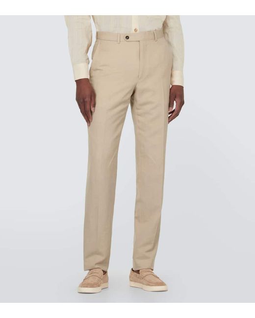 ZEGNA Trofeo Wool And Linen Suit in Natural for Men | Lyst