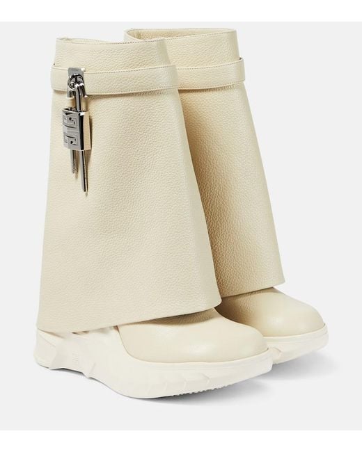 Givenchy Shark Lock Biker Ankle Boots in Natural | Lyst