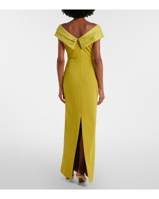 Solace London Adele Satin-Trimmed Gown in Green | Lyst