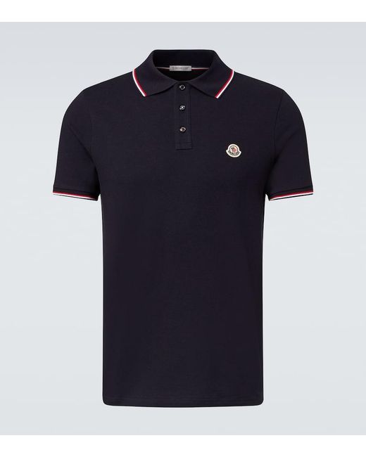 Moncler Permanent Cotton Jersey Polo Shirt in Blue for Men | Lyst