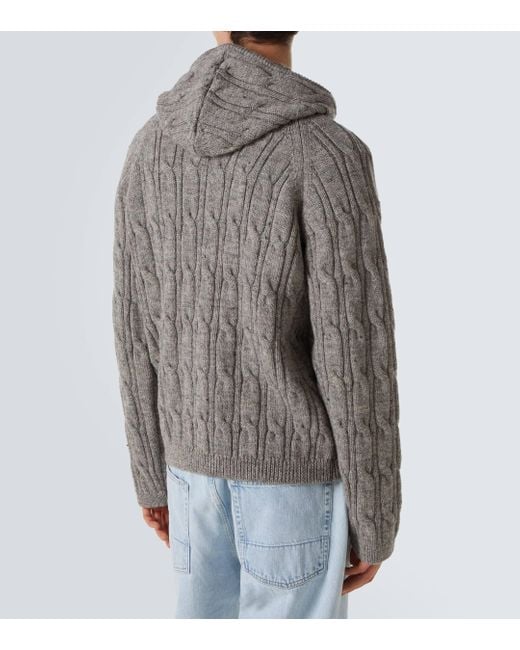Our Legacy Level Hood Cable-knit Wool Zip-up Hoodie in Grey for Men ...