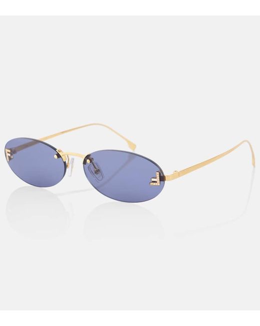 Fendi First Crystal Embellished Sunglasses in Blue | Lyst