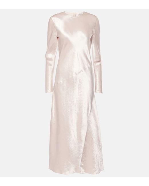 Max Mara Elogio Satin Maxi Dress in Natural | Lyst