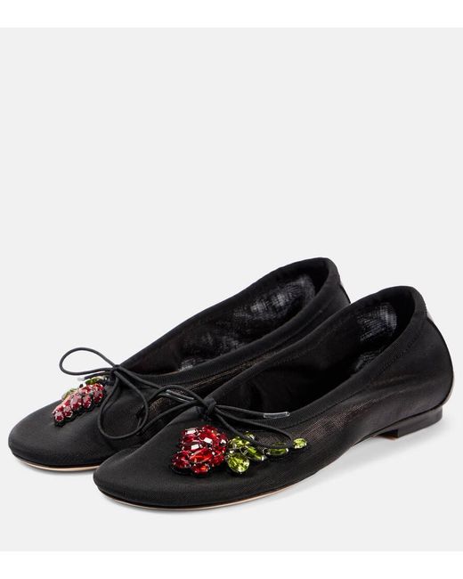 Simone Rocha Bow-detail Embellished Ballet Flats in Black | Lyst