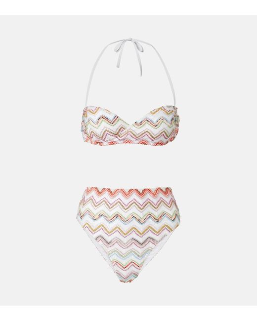 Missoni Zig Zag Metallic Bikini in White | Lyst