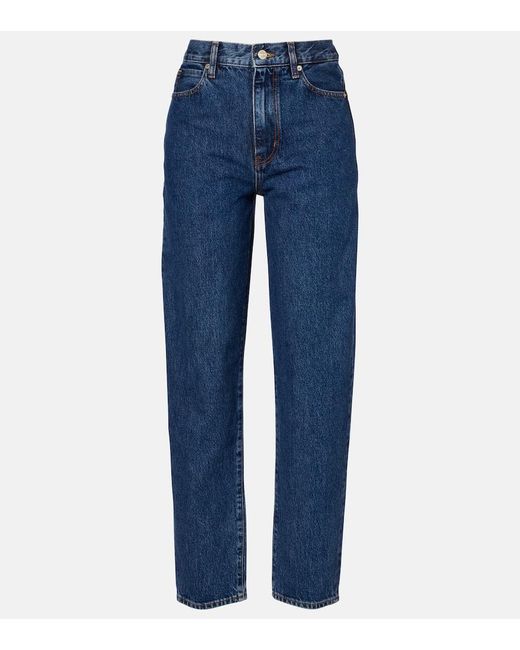 FRAME Neat High-Rise Straight Jeans in Blue | Lyst UK