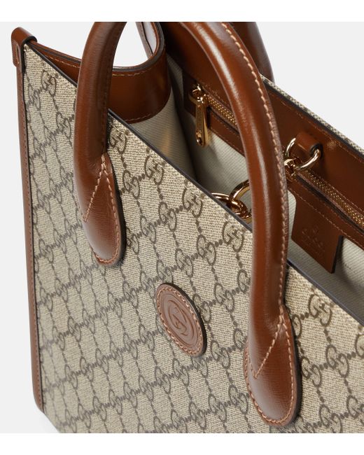 Gucci Ophidia Leather-trimmed Monogrammed Coated-canvas Tote Bag in ...