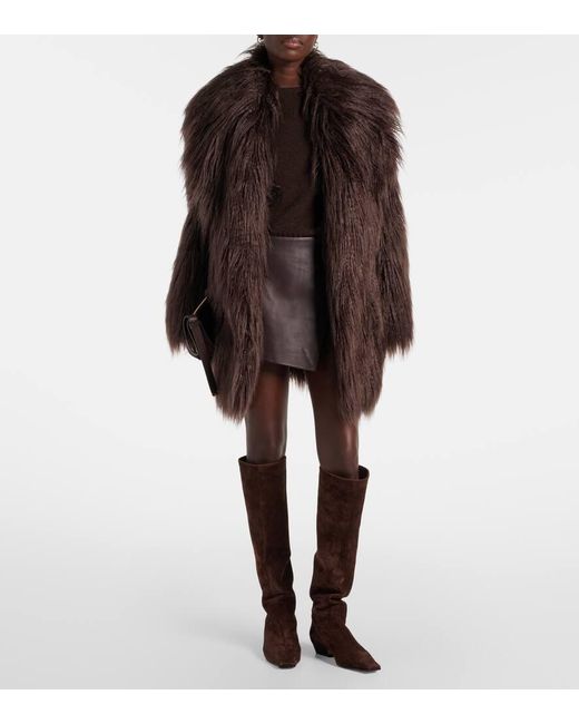 Frankie Shop Miley Faux Fur Coat in Brown | Lyst