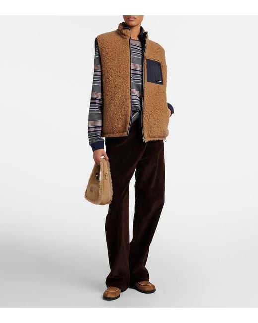 Miu Miu Wander Shearling-Lined Suede Shoulder Bag in Natural | Lyst UK