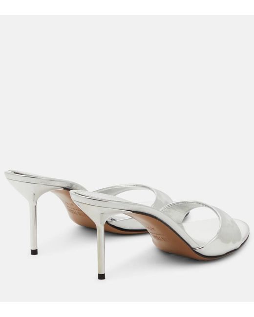 Paris Texas Lidia Metallic Leather Mules in White | Lyst