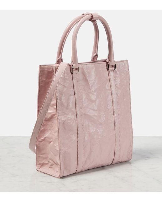 Prada Wrinkled Leather Tote Handbag For in Pink | Lyst
