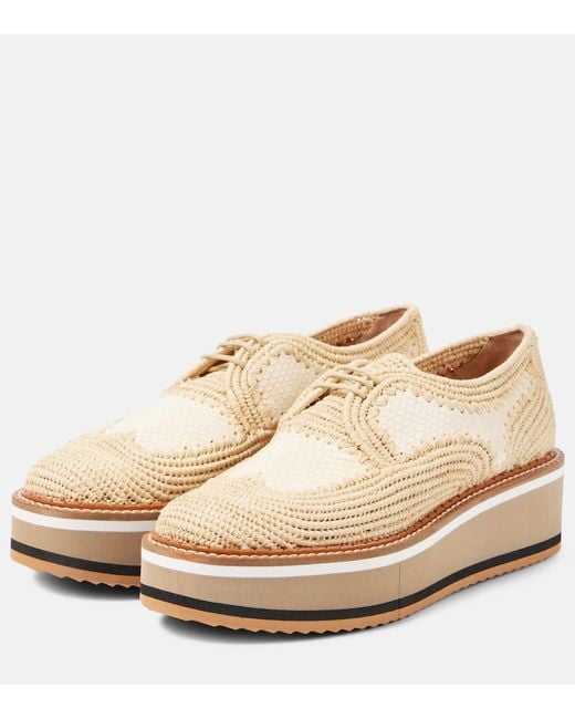 Robert Clergerie Blake Raffia Platform Brogues in Natural | Lyst