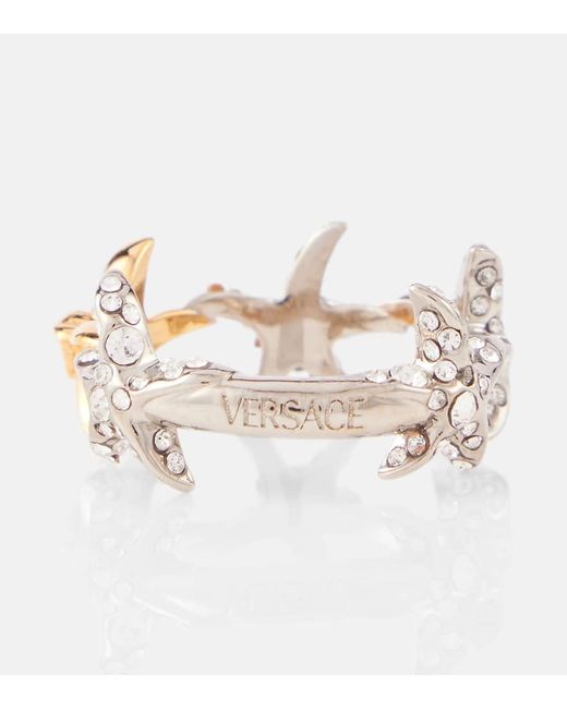 Versace Barocco Sea Crystal-Embellished Ring in White | Lyst
