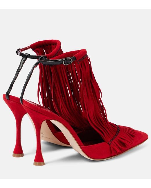 Manolo Blahnik Fiki 105 Suede Pumps in Red | Lyst