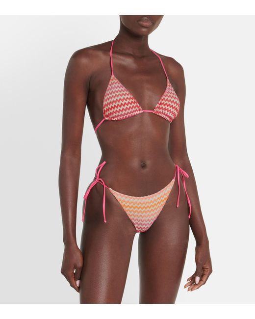Missoni Zig-zag Triangle Low-rise Bikini in Red | Lyst Missoni Zig-zag Triangle Low-rise Bikini in Red | Lyst