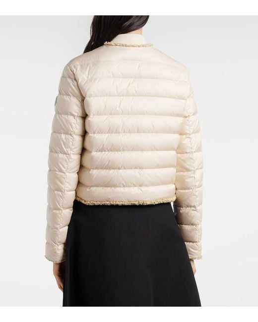 Moncler Fleurs Quilted Down Jacket in Natural | Lyst UK