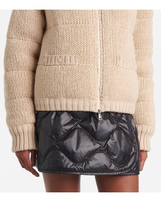 Moncler Ribbed-Knit Wool Puffer Jacket in Natural | Lyst