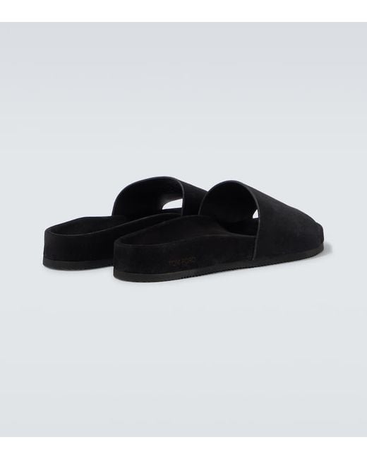 Tom Ford Harris Suede Slides in Black for Men | Lyst