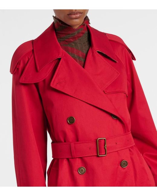 Burberry Castleford Cotton Gabardine Trench Coat in Red | Lyst