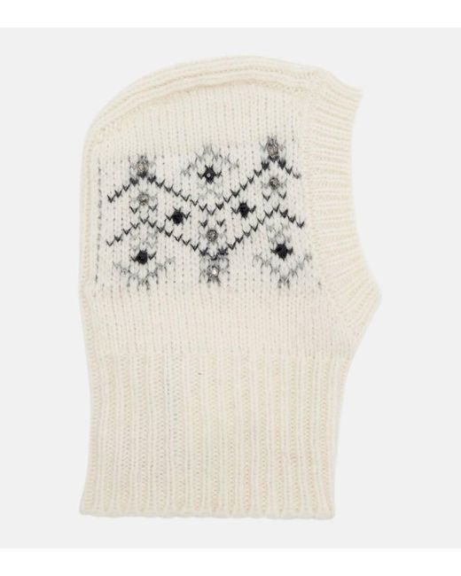 Moncler Embellished Alpaca And Wool-Blend Ski Mask in White | Lyst