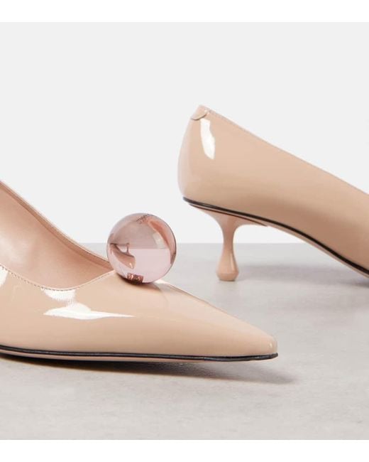 Jimmy Choo Orb 50 Embellished Patent Leather Pumps in Pink | Lyst