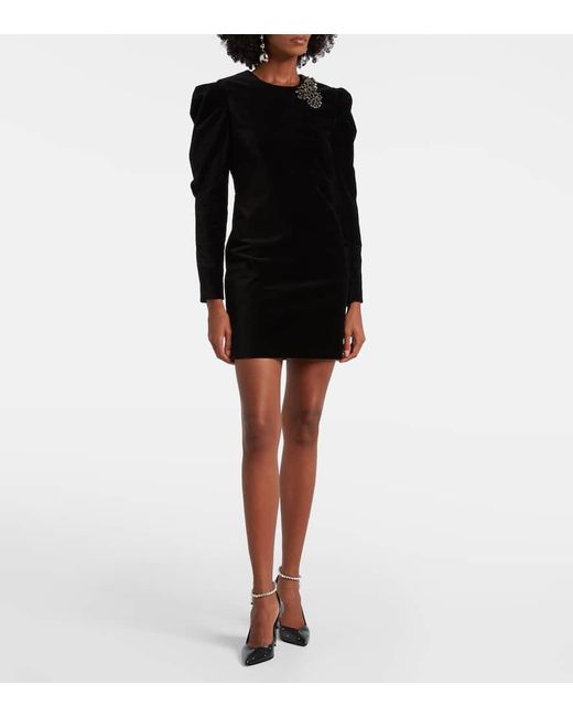 Isabel Marant Danee Embellished Velvet Minidress in Black | Lyst UK