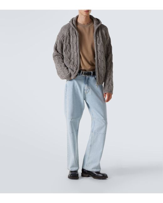 Our Legacy Level Hood Cable-knit Wool Zip-up Hoodie in Grey for Men ...