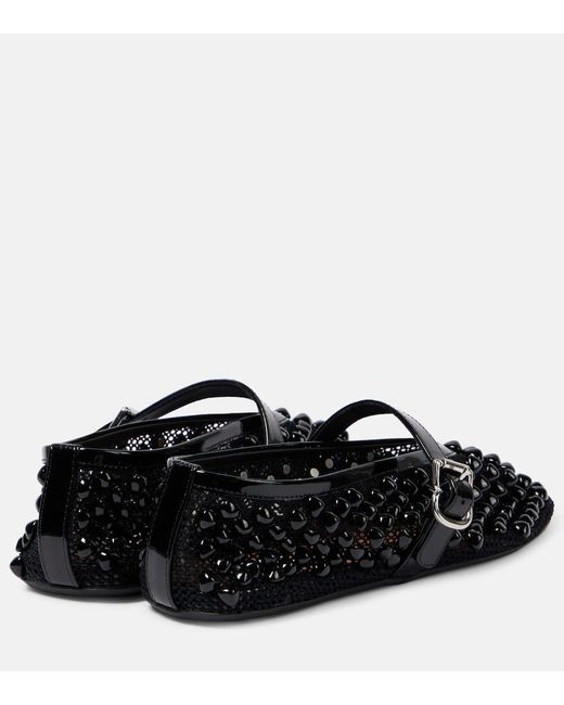 Alaïa Studded Mesh Mary Jane Flats in Black | Lyst