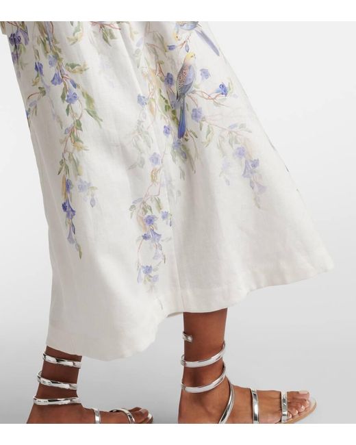 Zimmermann Natura Printed Linen Midi Dress In White Lyst