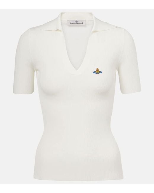 Vivienne Westwood Marina Cotton Polo Shirt in White | Lyst