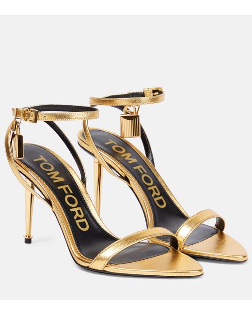 Tom Ford Padlock Metallic Leather Sandals Lyst