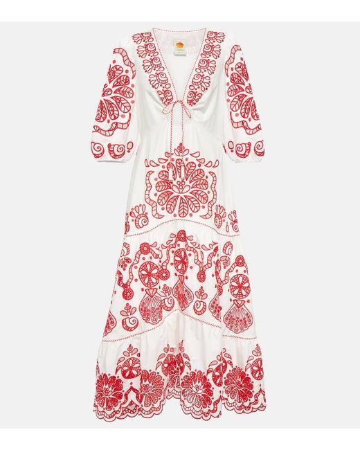 FARM Rio Richelieu Embroidered Cotton Maxi Dress | Lyst UK