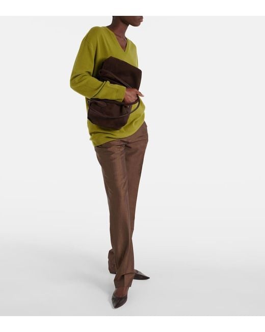 The Row Terrasse Suede Shoulder Bag in Brown | Lyst