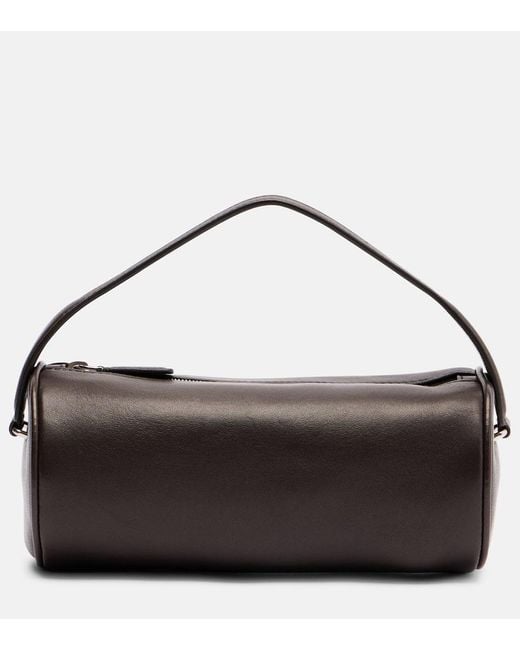 The Row Round '90S Leather Tote Bag in Black | Lyst