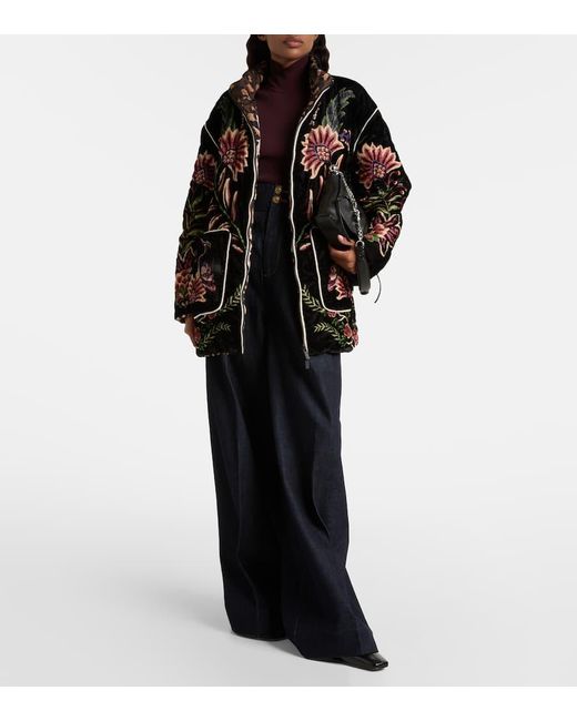 FARM Rio Marvelous Garden Belted Reversible Puffer Jacket in Black | Lyst