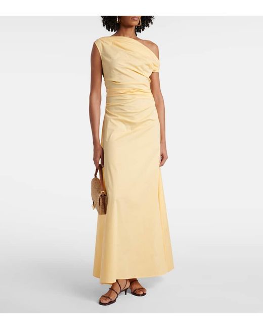 STAUD Phare One-Shoulder Cotton Maxi Dress in Yellow | Lyst