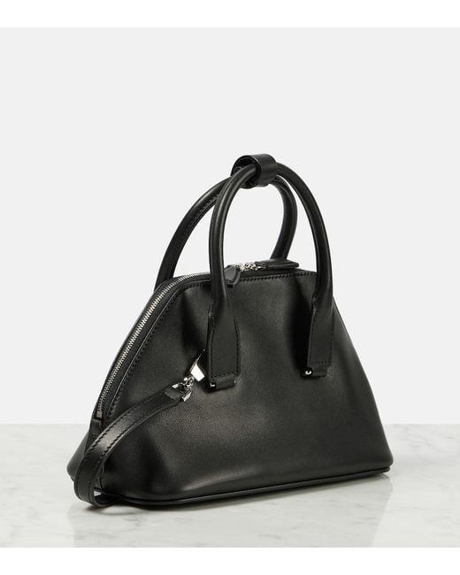 The Row Devon Mini Leather Tote Bag in Black | Lyst