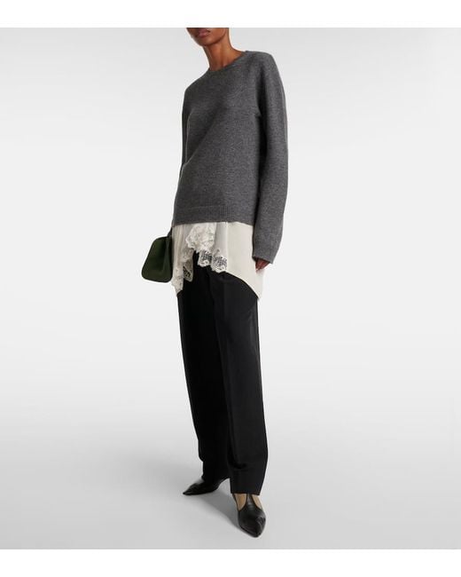 The Row Mesh Leather-Trimmed Ankle Boots in Brown | Lyst